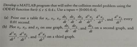 use a matlab program that will solve the collision