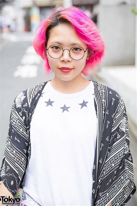 Pink Haired Harajuku Girl Wearing Figandviper Shorts Monki And Wego