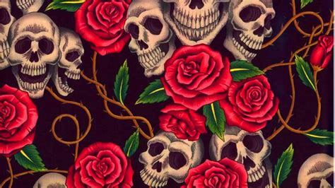 Skull And Roses Wallpapers Wallpaper Cave