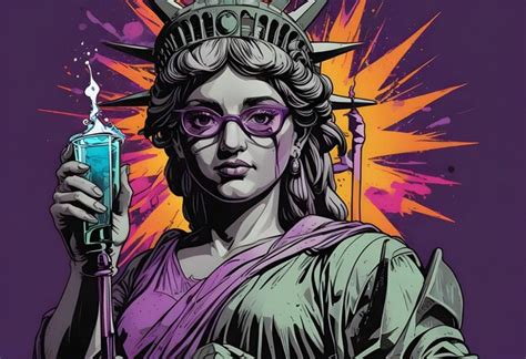 Statue Of Liberty Funny Illustration Premium Ai Generated Image