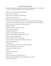 Psych Exam Study Guide Docx Psych Exam Study Guide The Information Provided Is