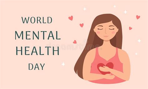 World Mental Health Day Banner Template Young Woman With Closed Eyes