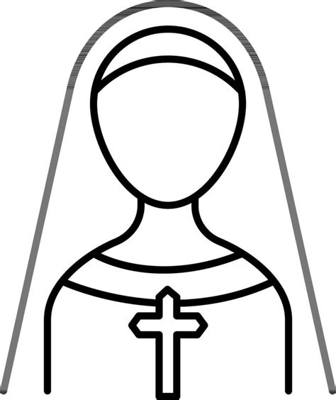 Line Art Nuns Sisters Icon In Flat Style 24361785 Vector Art At Vecteezy