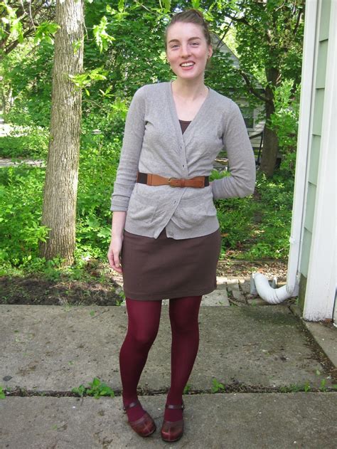 What Would A Nerd Wear April 2010 Burgundy Tights Outfit Fashion Favorite Outfits
