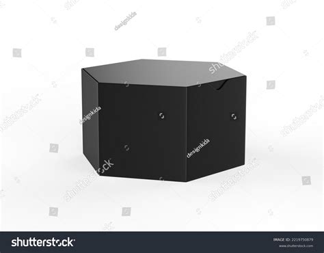 Hexagon Box Mockup Isolated On White Stock Illustration 2219750879