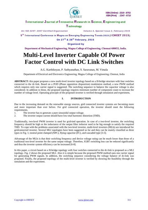 Pdf Multi Level Inverter Capable Of Power Factor Control With
