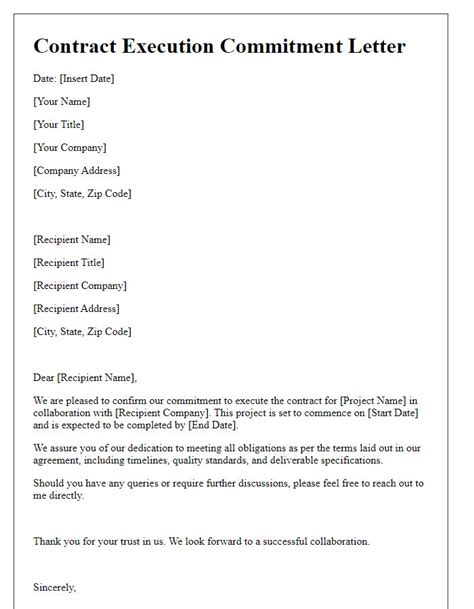 Letter Template For Contract Execution Commitment Free Samples In PDF Letterin