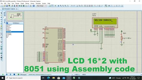 interfacing lcd 16 2 with 8051 microcontroller in proteus using assembly language in uvision