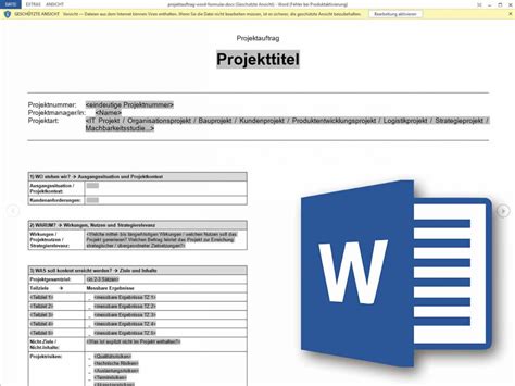 Word Vorlage Pflichtenheft Projektmanagement Freeware