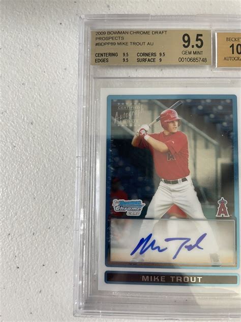 2009 Bowman Chrome Draft Prospects BDPP89 Mike Trout Auto BGS 9 5 10