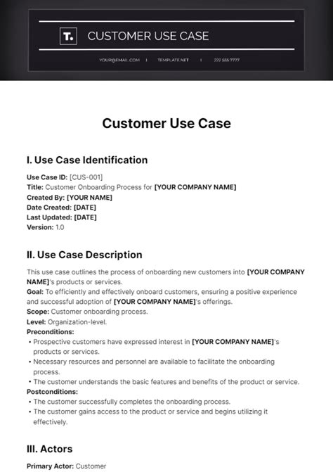 Free Customer Use Case Template To Edit Online