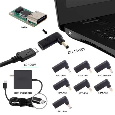 Adaptador De Alimenta O Do Port Til Conector Dc Plug Usb Tipo C F Mea Para Universal Macho Jack