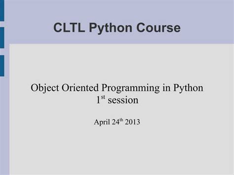 Object Oriented Programming In Pythonpptx