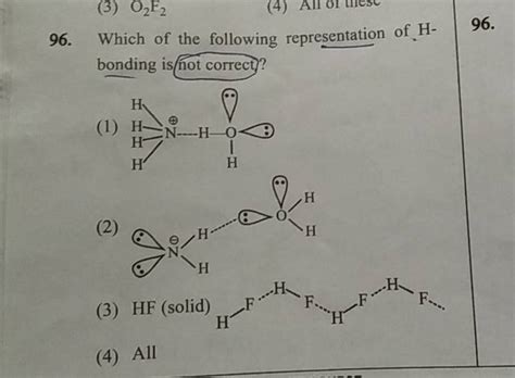 Which Of The Following Representation Of Bonding Is Not Correct Filo
