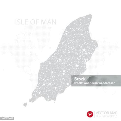 Carte Grise De Lîle De Man Isolée Sur Fond Blanc Avec Maillage Abstrait