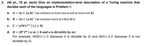 solved 2 40 pt 10 pt each give an implementation level
