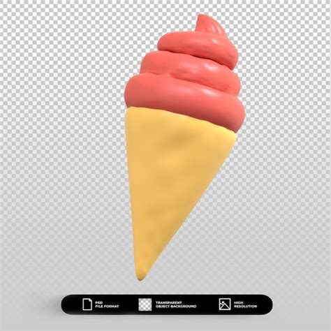 Premium Psd 3d Rendering Summer Ice Cream Cone Icon Isolated