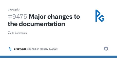 Major Changes To The Documentation Issue Pypa Pip Github