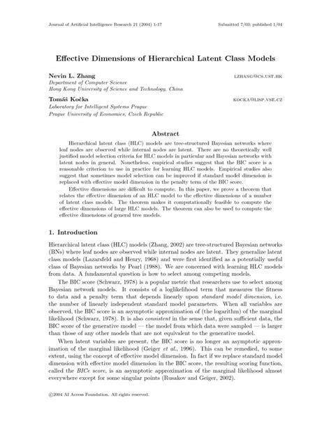 Effective Dimensions Of Hierarchical Latent Class Models Deepai