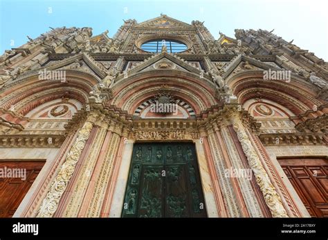 Siena Italy Landmark Cathedral Duomo Di Siena Facade Details View Stock Photo Alamy