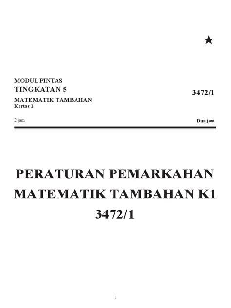 2022 Selangor Add Maths K1 Set 1 Jawapan Pdf