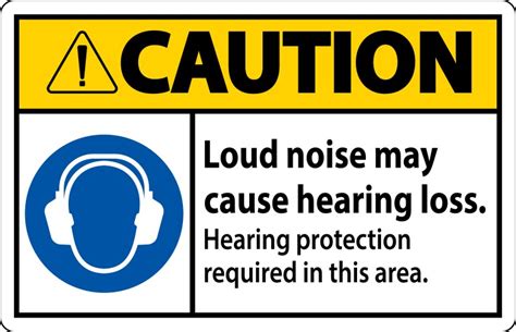 Warning Sign High Noise Area Ear Protection Must Vector Image