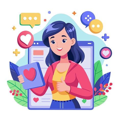 Social Media Post Blogging Influencer Blogger Girl Character Like Share