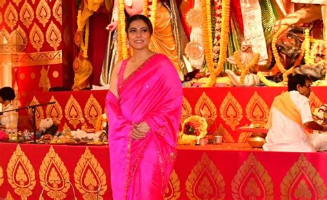Durga Puja 2023 Kajol Looks Drop Dead Gorgeous In A Pink Saree Son Yugs There