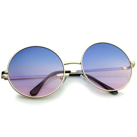 Super Oversize Slim Temple Colorful Gradient Lens Round Sunglasses 61mm