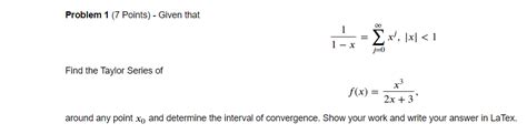 Solved Problem 1 7 Points Given That 00 Ż X X