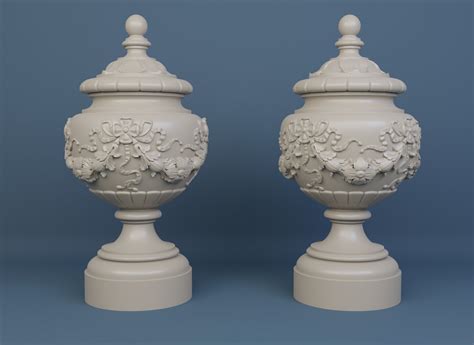 Urn With Floral Motifs And Ribbons Decorations 3d Model Cgtrader