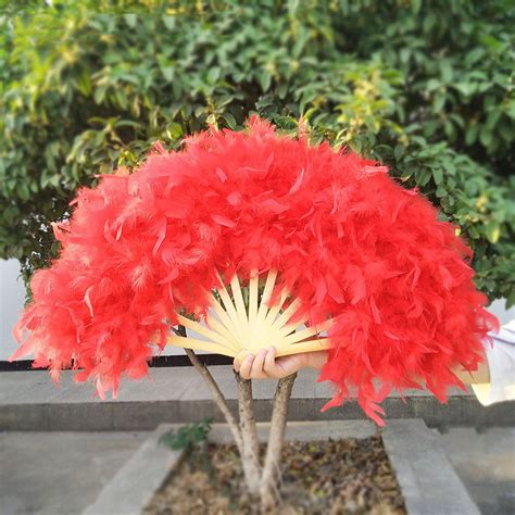 Badu Bg 70 40 см Голямо розово ветрило от пера Сценично представление Танцов вентилатор