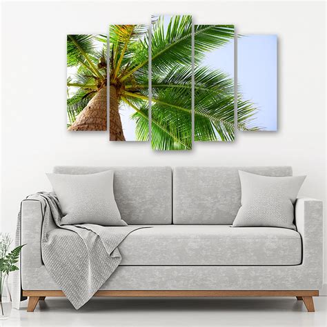 Leinwandbild 5 Teilig Palme Meer Strand Wall Artde