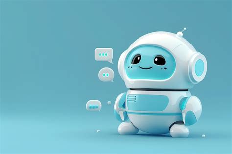 Talking Cute Robot With Artificial Intelligence Concept Of Chatbot