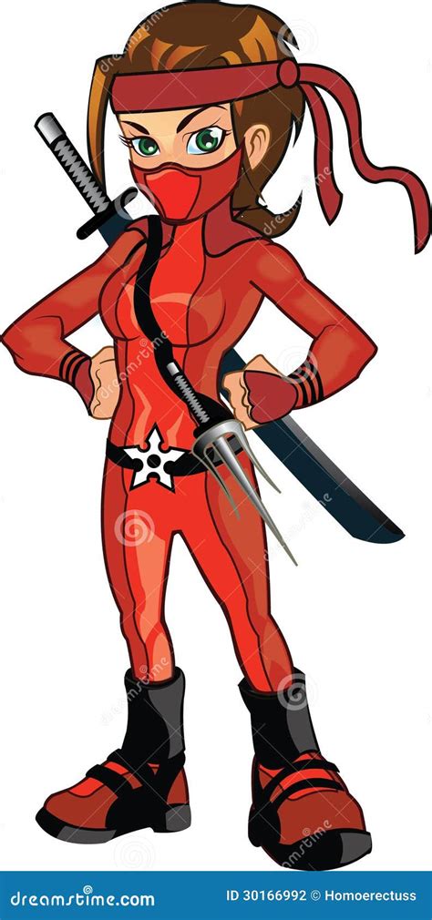 Female Red Ninja Stock Illustration Illustration Of Beautiful 30166992