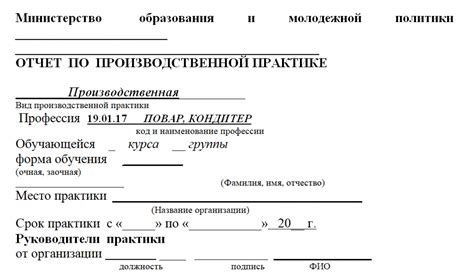 Отчет по практике повара кондитера образец и бланк Современный предприниматель
