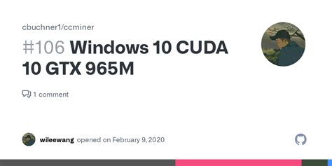 Windows 10 Cuda 10 Gtx 965m · Issue 106 · Cbuchner1ccminer · Github