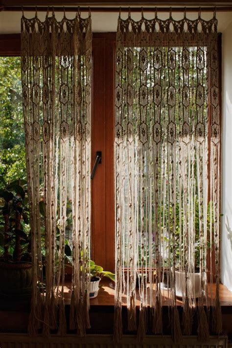 Macrame Curtain Macrame Panel Window Curtain Macrame Wall Etsy