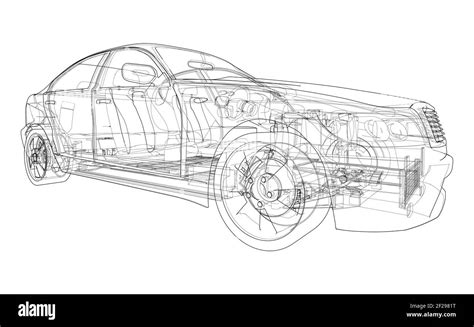 Electric Car With Chassis Vector Rendering Of 3d Stock Vector Image