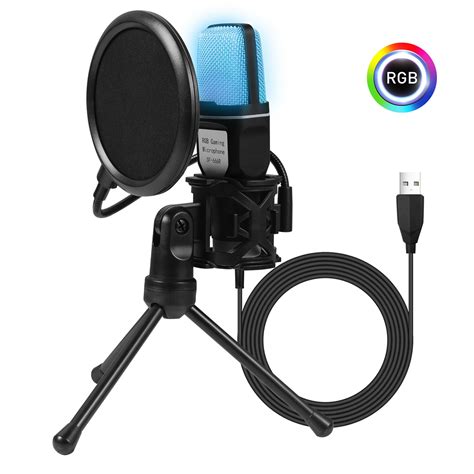 Геймърски микрофон KINSI, RGB light, USB, Черен - eMAG.bg