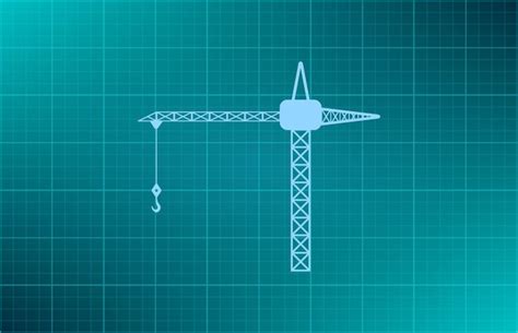 건설 크레인 기호 파란색 바탕에 터 일러스트레이션 프리미엄 벡터