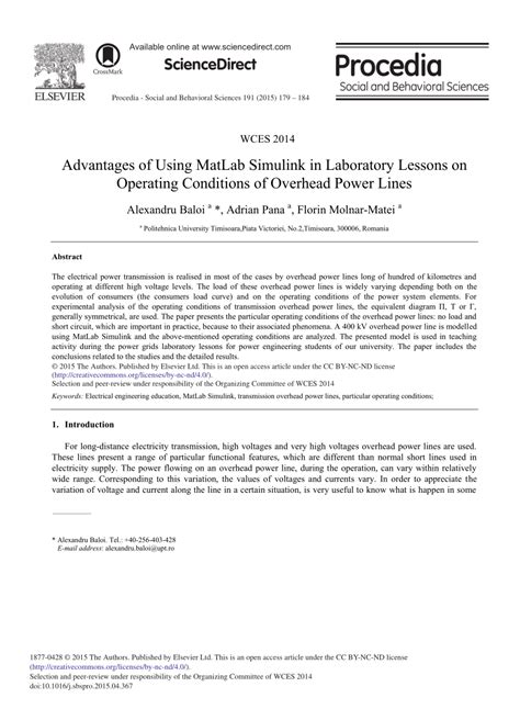 Pdf Advantages Of Using Matlab Simulink In Laboratory Lessons On Operating Conditions Of
