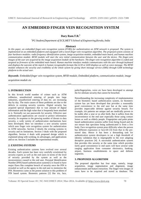 Pdf An Embedded Finger Vein Recognition System Dokumentips