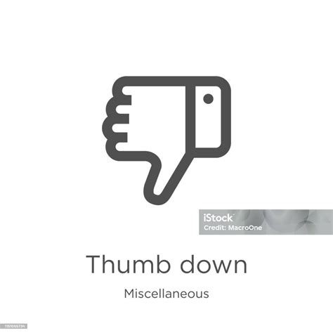 기타 컬렉션에서 엄지손가락 아래로 아이콘 벡터 얇은 라인 엄지 아래로 개요 아이콘 벡터 일러스트 레이 션 웹 사이트 디자인 및 모바일 앱 개발을 위한 윤곽 얇은 라인 엄지