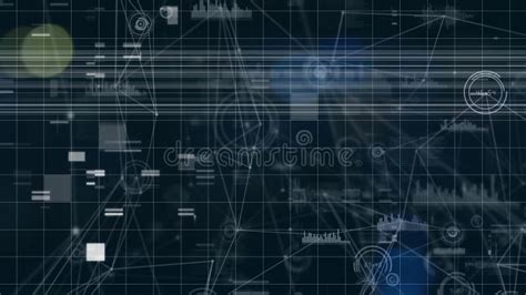 Animation Of Network Connecting Dots Finance Data On Glitch Digital