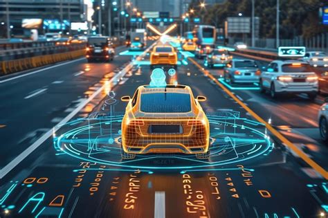 Modern Urban Roads Intelligent Vehicle Autonomous Driving Premium Ai Generated Image