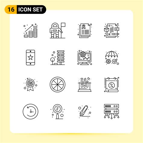 Modern Set Of 16 Outlines Pictograph Of Device Achievements Report Id Corporate Editable Vector