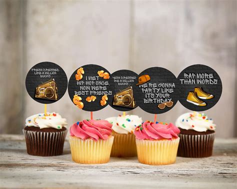 Gangsta Party Hiphop Theme Digital Editable Cupcake Topper Template