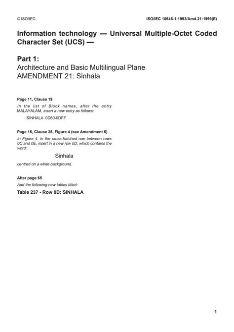 ISO IEC 10646 1 1993 Amd 21 1999 Information Technology Universal Multiple Octet Coded Character