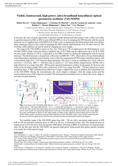 Pdf Visible Femtosecond High Power Ultra Broadband Noncollinear